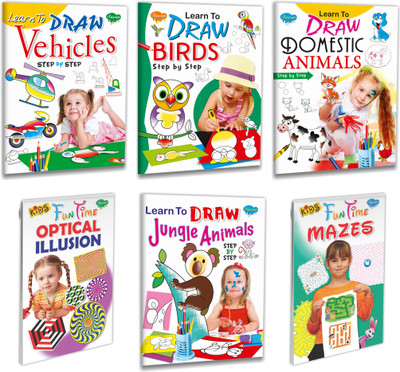 Learn to Draw–Vehicles, Birds, Domestic Animalsm, Jungle Animals, Mazes ...