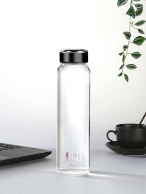 cello H2O Borosilicate Glass Water Bottle, Microwave Safe, Clear ...