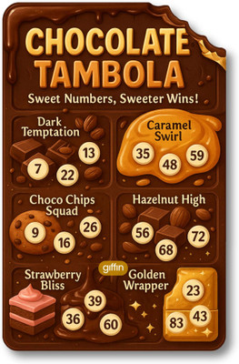 Giffin Chocolate Tambola Tickets (16 Cards) | Housie Game with Sketch ...