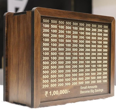 DARSHANAM WORLD Wooden Money Saving Box |Counting target money box ...