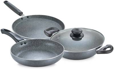 Prestige Omega Grey Granite Festival Pack BYK Set(Kadai With Lid, Omni ...