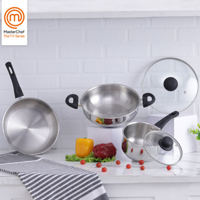 MasterChef Signature Induction Bottom Cookware Set(Stainless Steel, 3 ...
