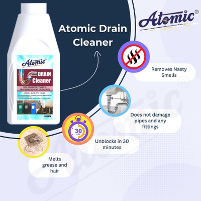 ATOMIC Drain Cleaner Powder for Pipes, Kitchen Sink, Bathroom, Toilet ...