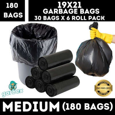 GARBEX Black Garbage Bags 19x21 inches (Pack of 9, 270 Pieces, Medium ...