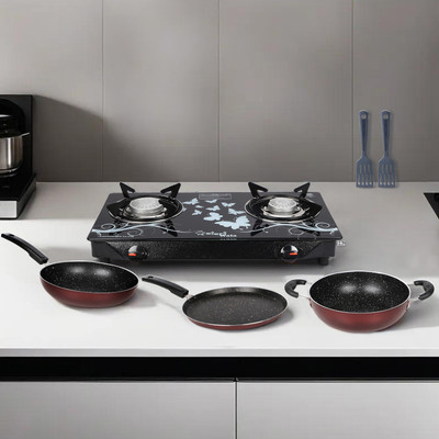 Sigri-wala Family Combo 2B gas stove+fry pan+dosa tawa+deep kadhai ...