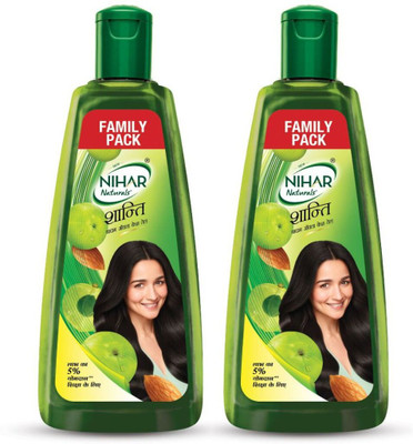 NIHAR Shanti Amla & Badam Hair Oil, For Black, Silky & Stronger Hair ...
