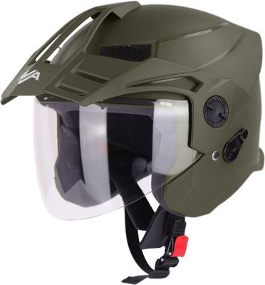 Steelbird SBH-23 AVA DASHING BATTLE GREEN CLEAR VISOR Motorbike Helmet ...