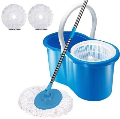 GUNWELL 360 Spin Floor Cleaning Easy Bucket PVC Mop with 2 Refill Mop Set Lowest Price in Online ...
