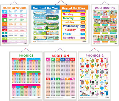 Set of 6 ADDITION, MATHS KEYWORDS, MONTHS OF THE YEAR AND DAYS OF THE ...