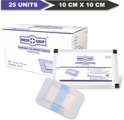 Medigrip Transparent Film Adhesive Dressing with Pad 10cm x 10cm ...