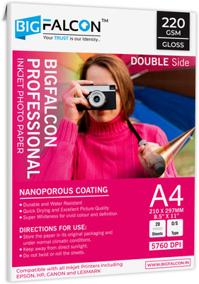 BIGFALCON Professional A4 Double Sided Glossy Inkjet Photo Paper 220 ...