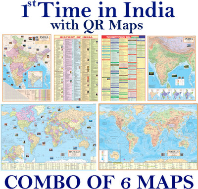(COMBO OF 6 MAPS/CHARTS) INDIAN Constitution Map & History of India Map ...