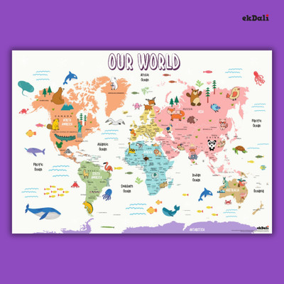Interactive 24 x 33 Inch World Map for Kids with Capitals, Countries ...