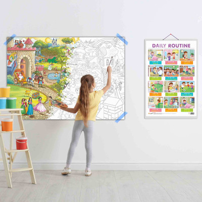 DAILY ROUTINE CHART and GIANT PRINCESS CASTLE COLOURING POSTER | SET OF ...