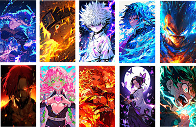 MIX ANIME POSTER I INOSUKE, NARUTO, KILLUA, GIYU, VEGETA , SHANKS ...