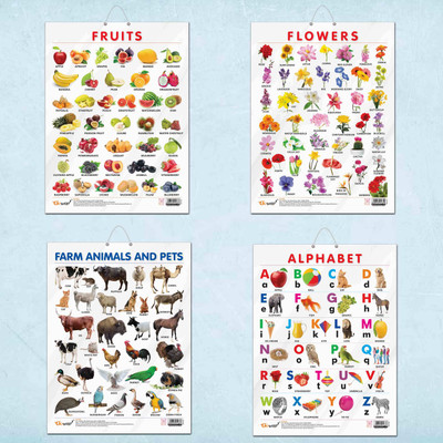 ALPHABET CHART GLOSS LAMINATED, FRUITS CHART GLOSS LAMINATED, FLOWERS ...