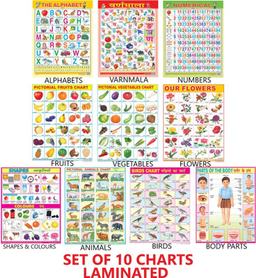 Early Learning Educational Charts set for Kids | 45X60 cm | Set of 10 ...