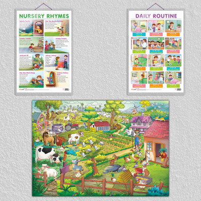 GIANT AT THE FARM COLOURING POSTER, DAILY ROUTINE and NURSERY RHYMES ...