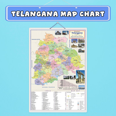 Telangana Political Map Laminated Chart - Non-Tearable and Waterproof ...