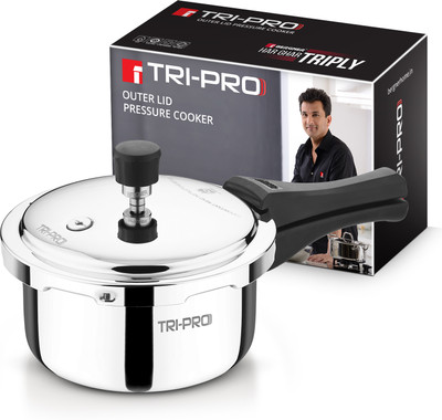 BERGNER Tripro Triply Stainless Steel 2L Outer Lid Pressure Cooker, 2 L ...