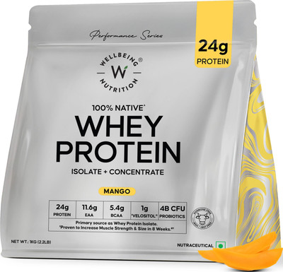 Wellbeing Nutrition Whey Protein Isolate & Concentrate, 24g Protein, 4B ...