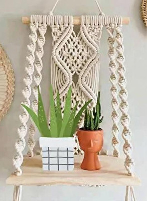 RAKANO RAKANO Macram Wooden Wall Hanging Shelf |104| Modern Chic Woven ...