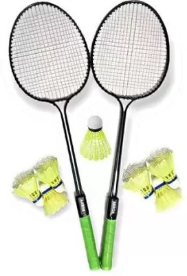 ARINEO Double Rod Set of 2 Badminton Racquet, Plastic Shuttlecock 7 ...