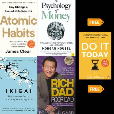 Atomic Habits, The Psychology Of Money, Ikigai, Rich Dad Poor Dad ...