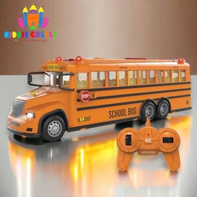 Kiddie Castle 2.4G Remote Control School Bus with Flashing Lights ...