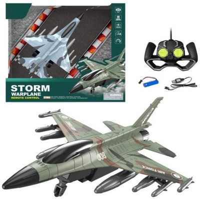 IndusBay 4 CHannel Rechargeable RC Fighter Jet Toy RUNS ON GROUND(Green ...