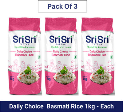 Sri Sri Tattva Daily Choice Basmati Rice, Pack of (1 kg x 3) Basmati ...