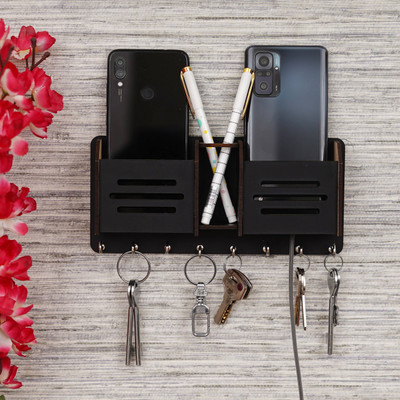Wooden 3 Line Black Key Holder For Home And Office Wood Key Holder(7 ...