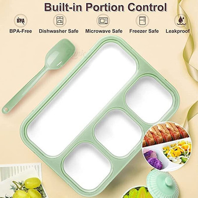 Leak Proof 4 Compartment Lunch Box for Adults Microwave Safe Lunch Box ...