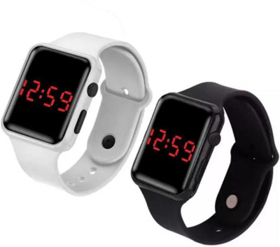 Square Led Watch SQUARE BLACK LED TRENDY COMBO PACK OF 2 Full Black ...
