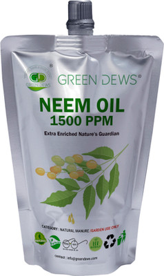 Green Dews Neem Oil 1500 PPM Water Soluble for Spray in Lawn & Garden-100 ml Manure(0.1 L ...