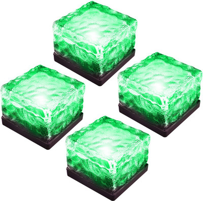 Epyz Solar Glass Brick Green Light , Solar Ice Cube LED Light Crystal ...