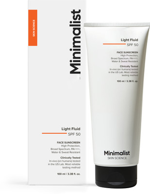 Minimalist Sunscreen - SPF 50 PA++++ Light Fluid SPF 50 Face Sunscreen ...