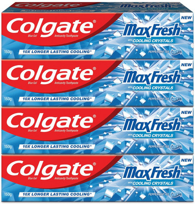 Colgate MaxFresh Toothpaste, Blue Gel Paste with Menthol - Peppermint ...