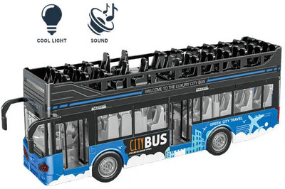 deoxy Luxury Die cast Metal Body Double Decker Travel Toy Bus with LED ...