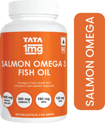 TATA 1mg Salmon Omega 3 Fish Oil with EPA (180mg) & DHA (120mg)(90 ...