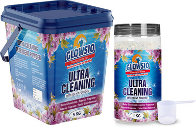 GLOWSIO Ultra Cleaning Detergent Powder 5+1 Kg | Free Scoop, Dissolve ...