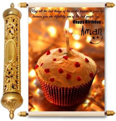 Lolprint Happy Birthday Aman 24K Gold Scroll Greeting Card Price in ...