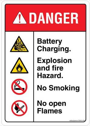 Safety Sign Store Danger: Battery Charging. Explotion & Fire Hazard ...