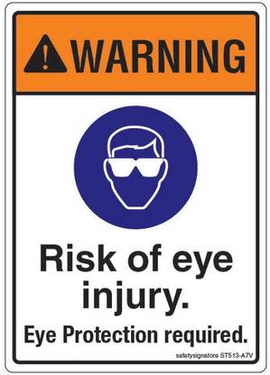 Safety Sign Store WARNING: Risk of Eye Injury Emergency Sign Price in ...