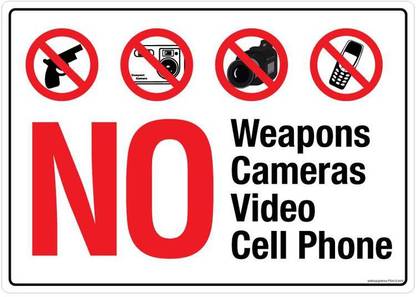 Safety Sign Store No Weapons Cameras & Video Cell Phone Emergency Sign ...