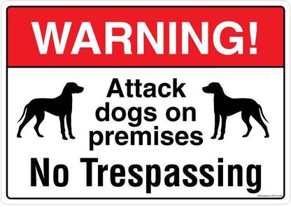 Safety Sign Store WARNING: Attack Dogs on Premises Emergency Sign Price ...