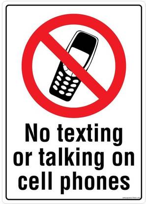 Safety Sign Store No Texting / Talking on Cell Phones Emergency Sign ...