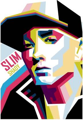 Eminem Slim Shady Graphic Illustration Poster Paper Print - Music ...