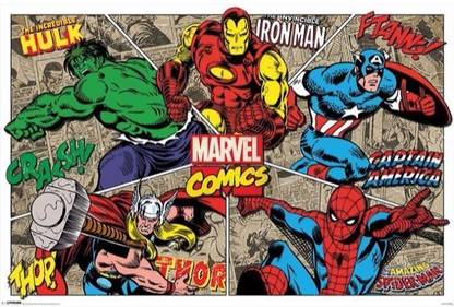 MARVEL COMICS (CHARACTER BURST) Paper Print - Comics, Movies, Animation ...