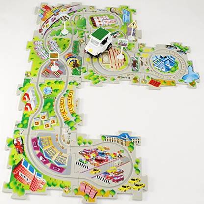 Ideas In Life Puzzle Track Play Set Battery Operated Toy Vehicle ...